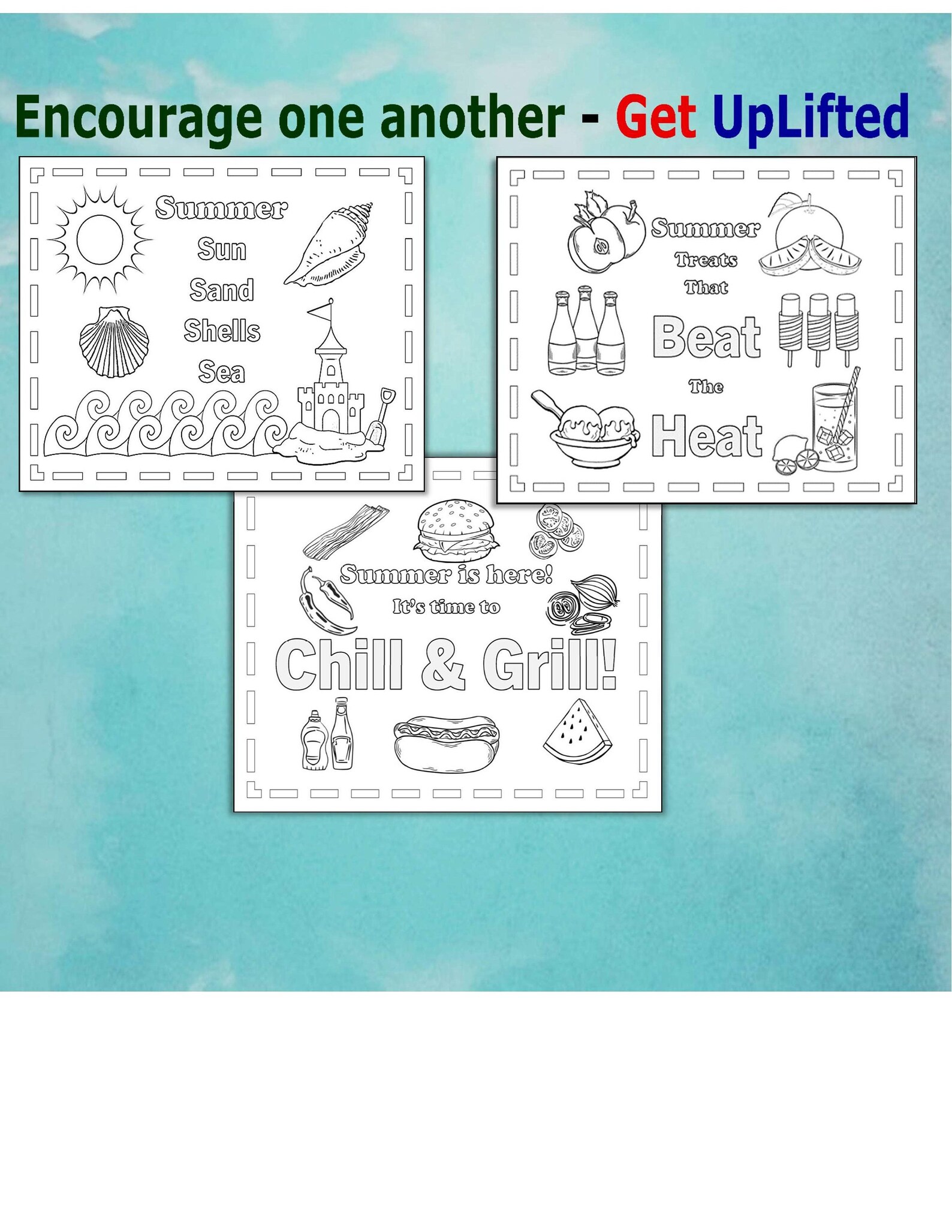 3 Summer Coloring Pages Printables for Kids and Adults for - Etsy