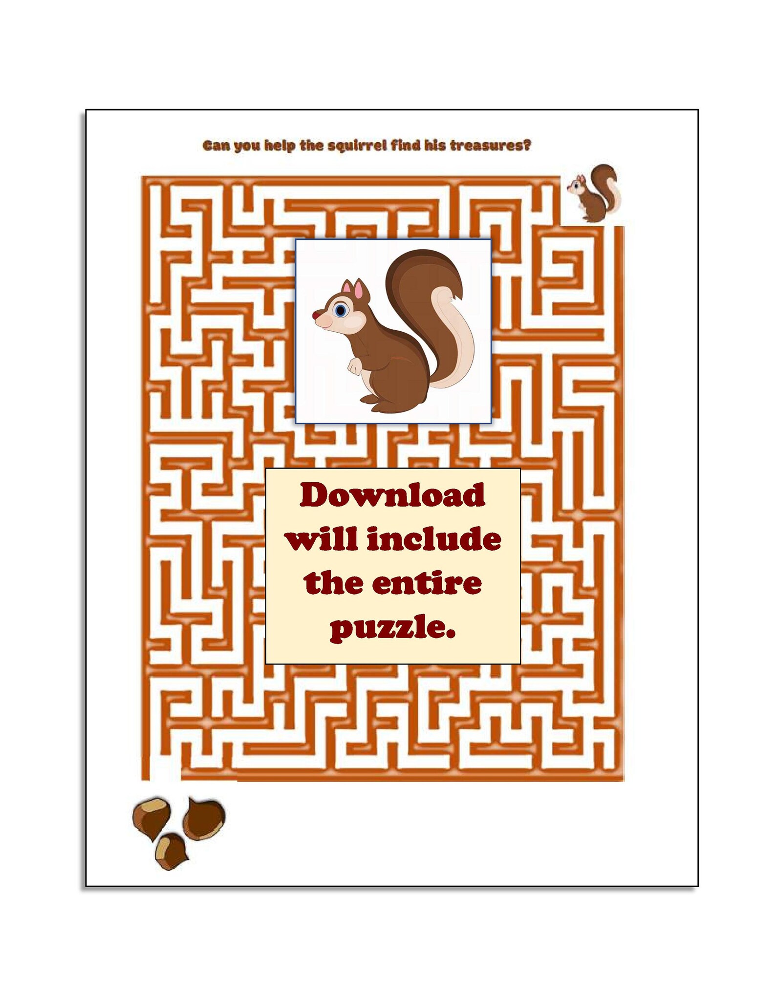 Kids Maze Puzzle Games - Help the Squirrel Find the Treasure Maze With ...