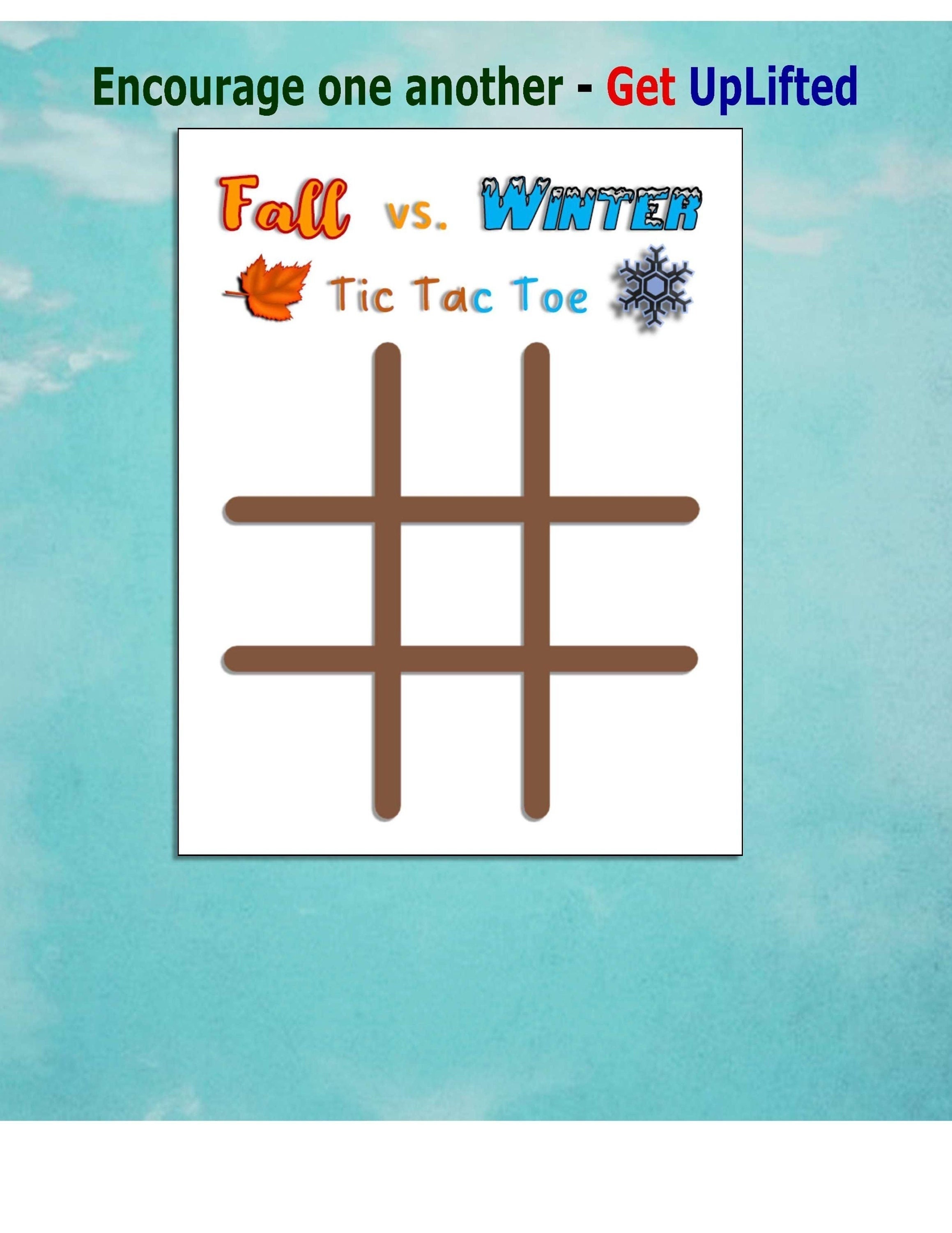 Fall Winter Printable Tic Tac Toe Game Board and Reuseable Game Pieces ...
