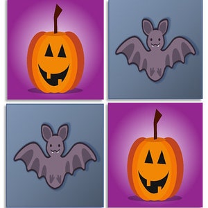 Bats Jack-o-lanterns Printable Tic Tac Toe Halloween/harvest Game Board ...