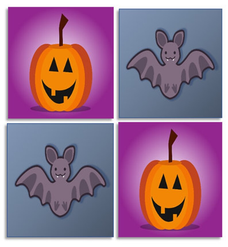 Bats Jack-o-lanterns Printable Tic Tac Toe Halloween/harvest Game Board ...