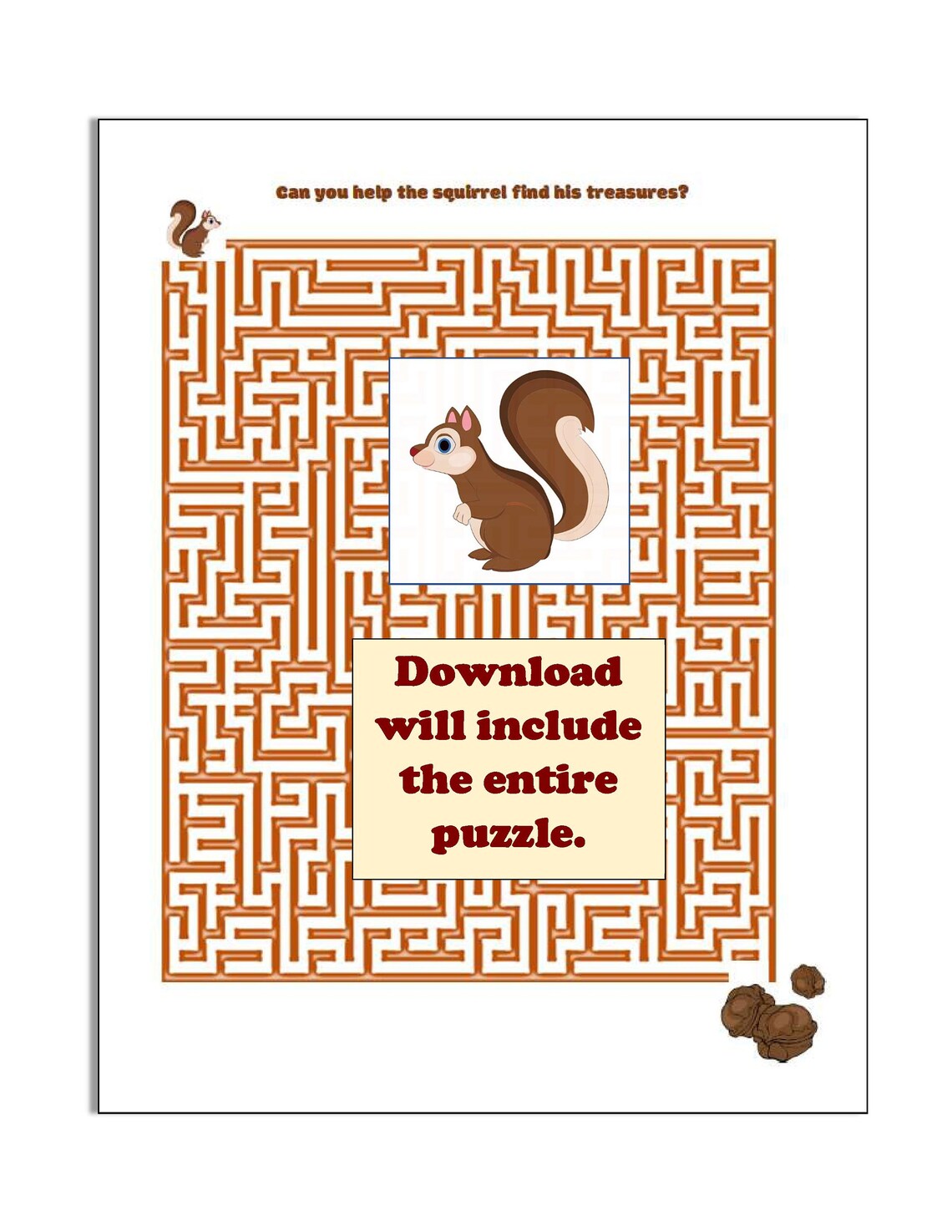 Kids Maze Puzzle Games Help the Squirrel Find the Treasure Maze With 3 ...