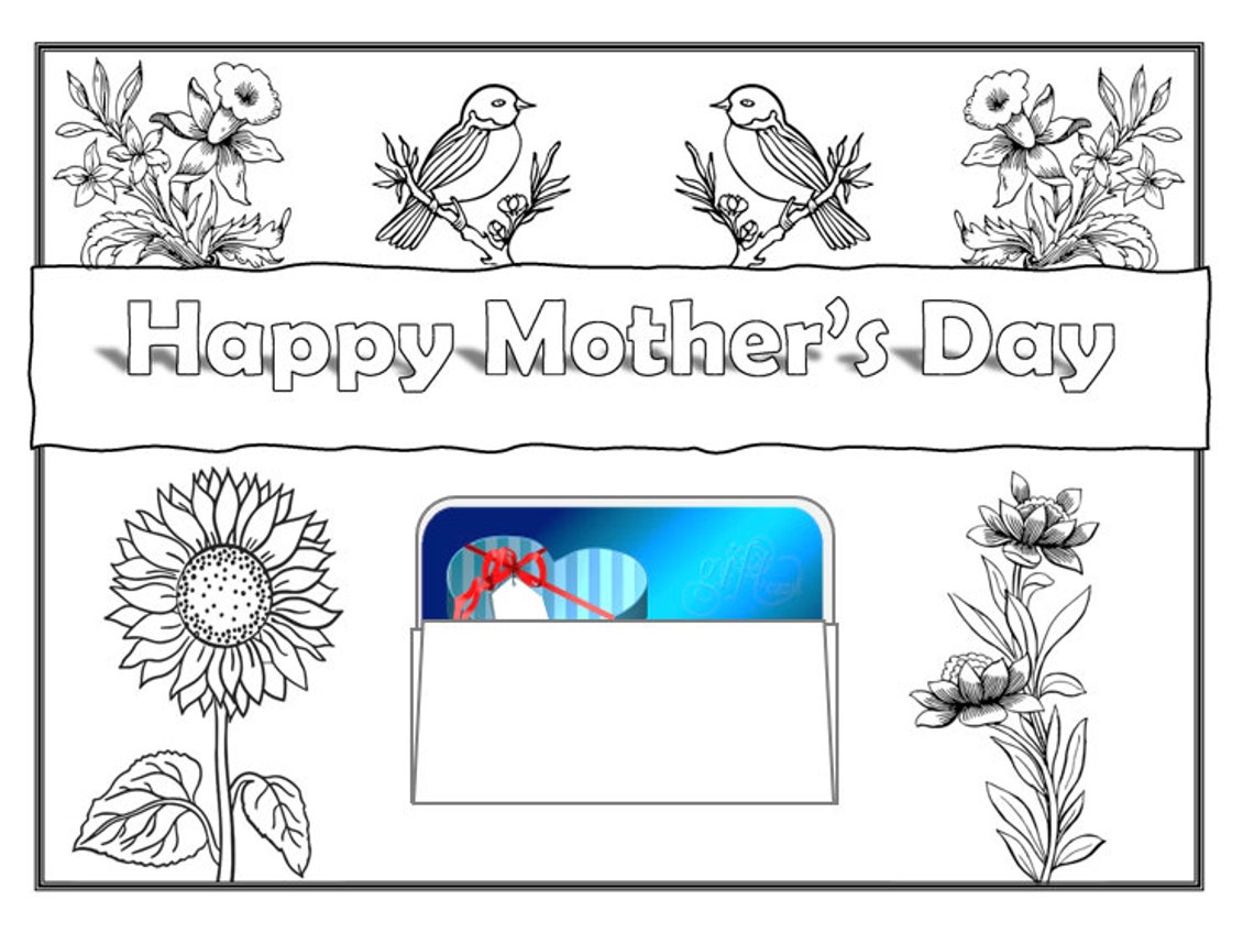 Mother's Day Coloring Page & Gift Card Holder - It Can Also Be Used ...