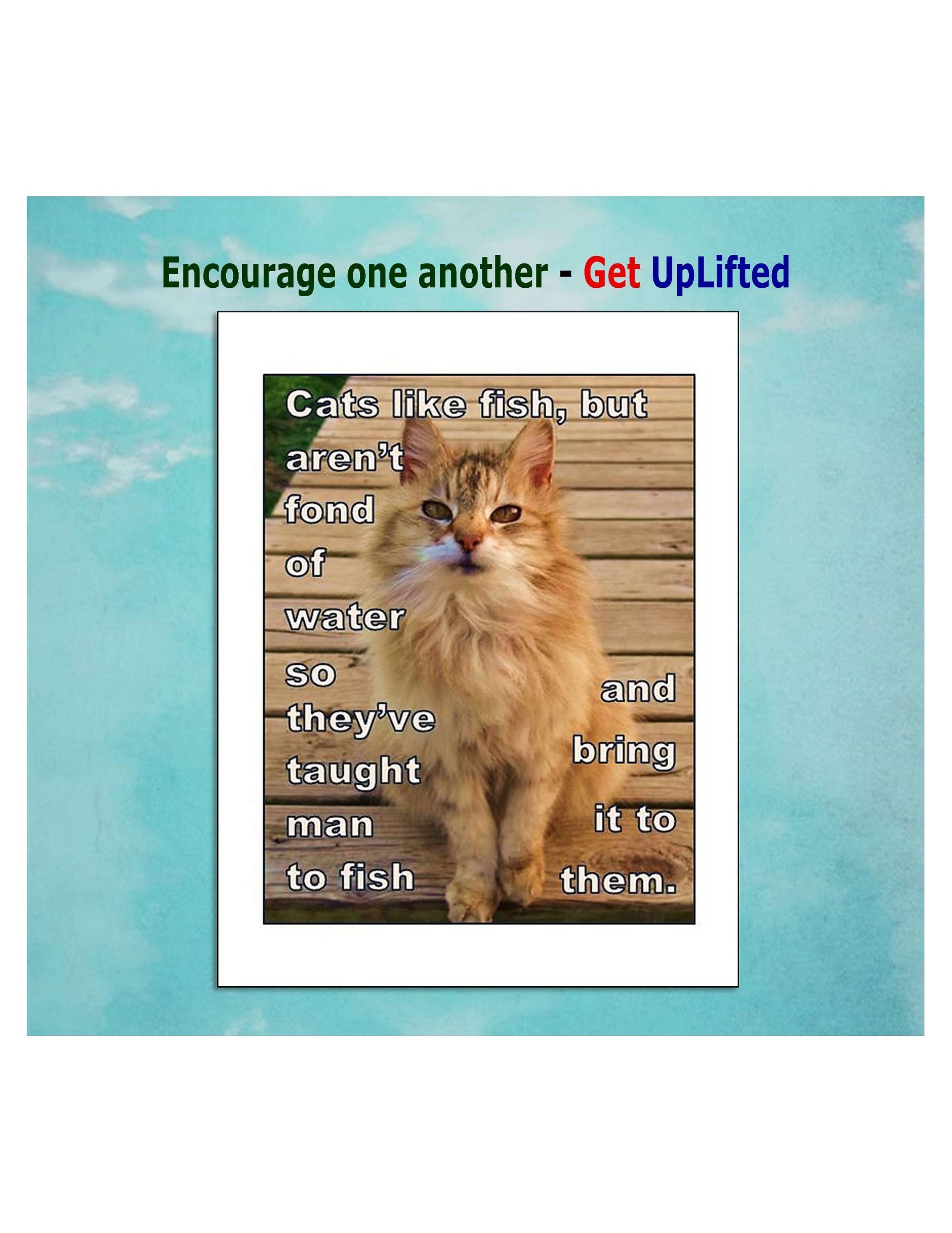 Cats Fish Funny Printable for a Cat Lover or a Fisherman. It is ...
