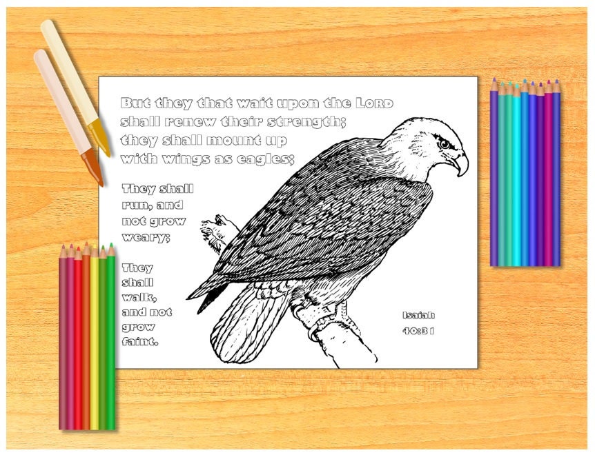 Bible Verse Coloring Page-isaiah 40-they That Wait Upon the Lord-kids ...