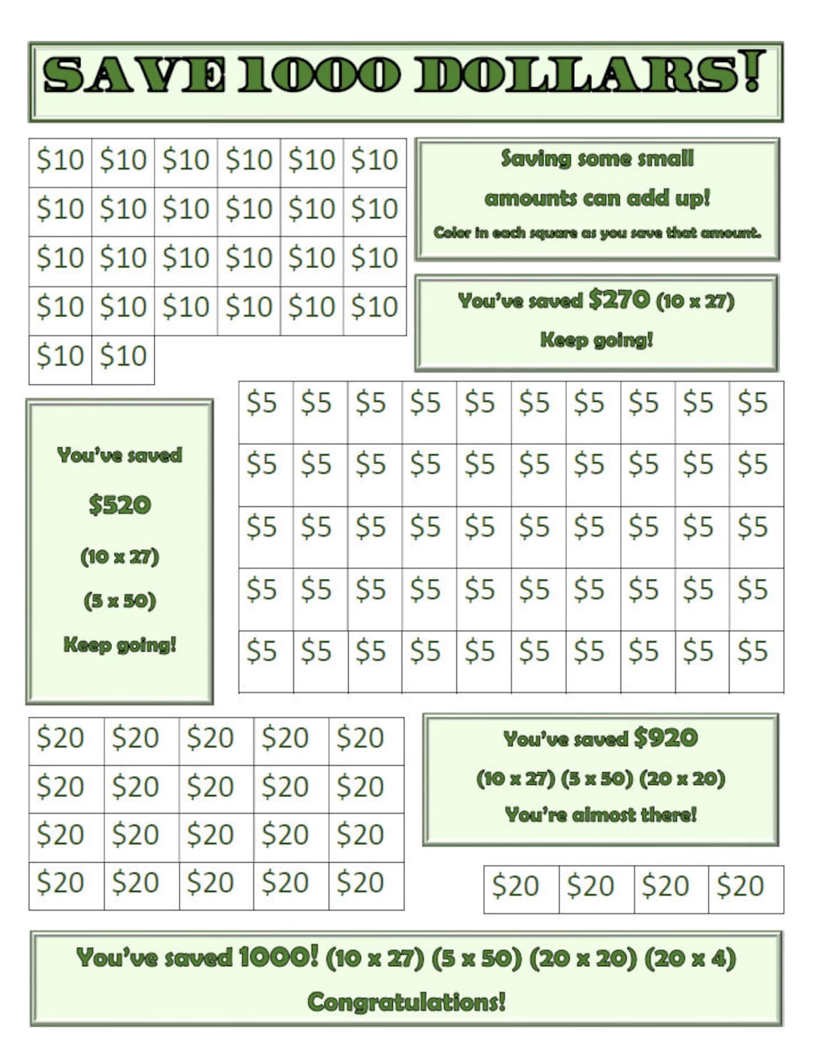 Save 1000 Savings Challenge Plan Printable-visual Teaching - Etsy