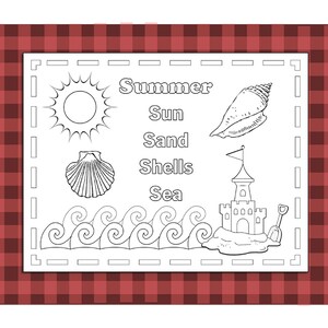 Summer Coloring Page - Sun Sand Shells Sea Printable - for Enjoyment ...