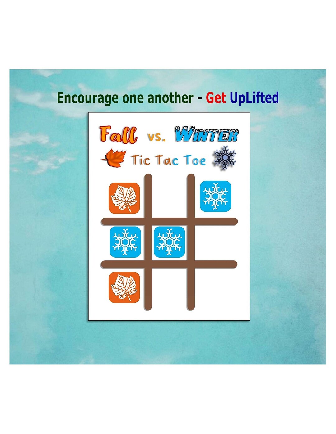 Fall Winter Printable Tic Tac Toe Game Board and Reuseable Game Pieces ...