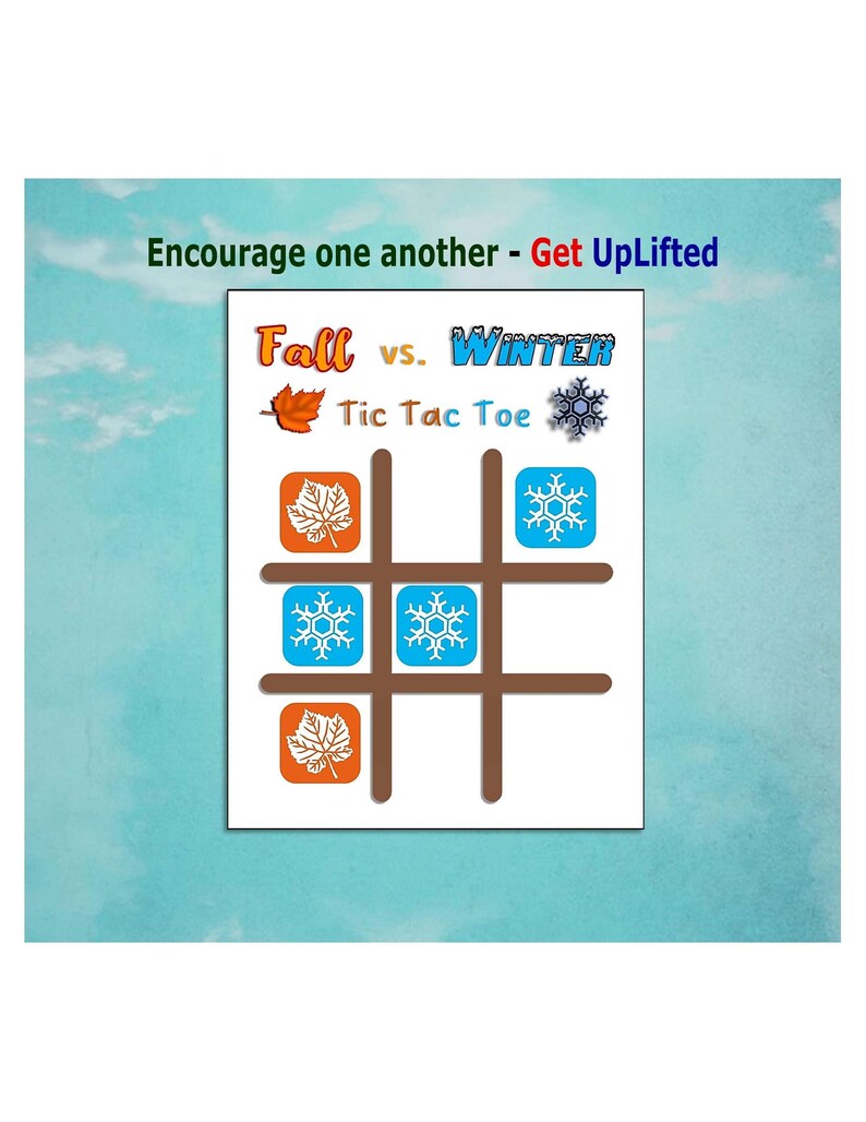 Fall Winter Printable Tic Tac Toe Game Board and Reuseable Game Pieces ...