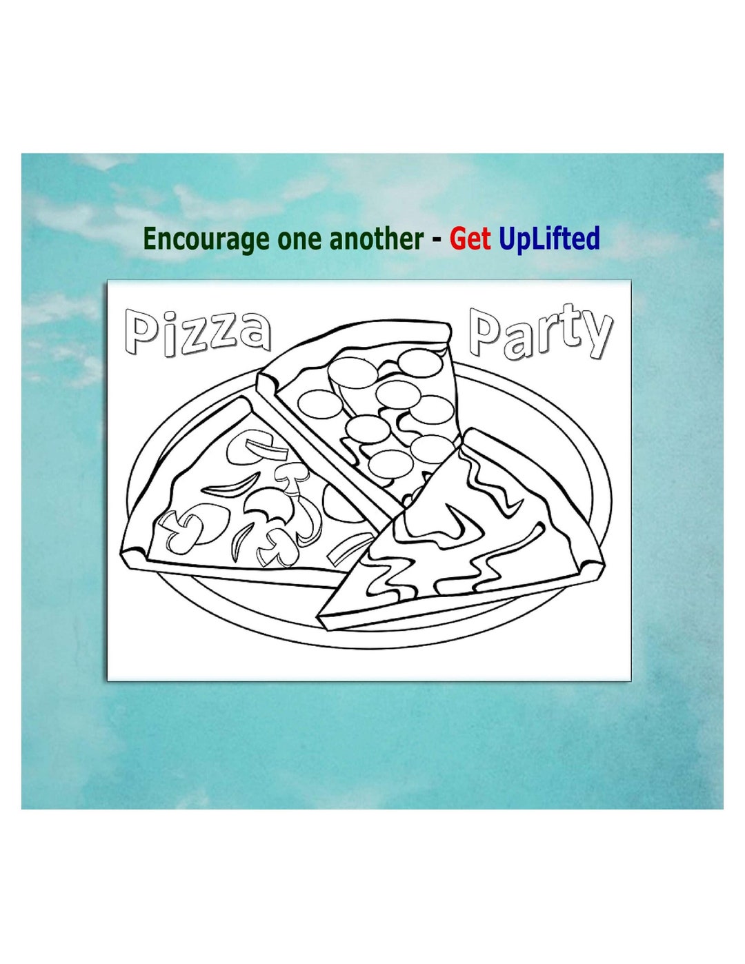 Pizza Party Coloring Page Printable for Enjoyment & Stress Relief for ...