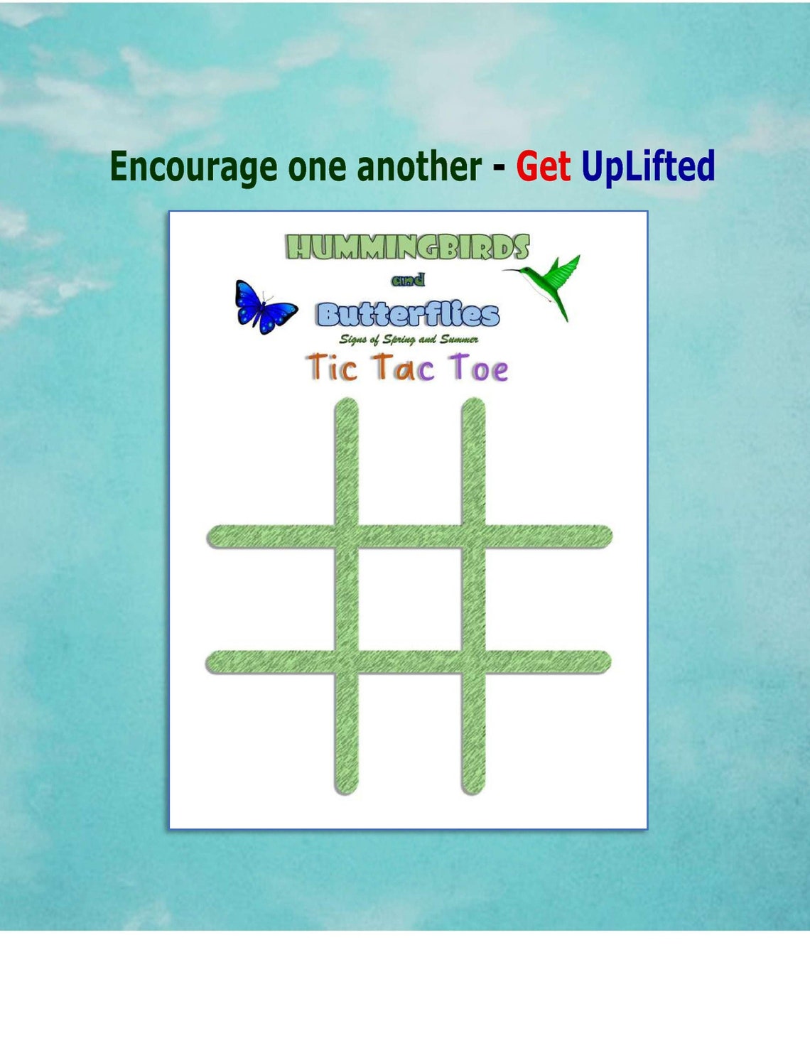 Spring and Summer Printable Tic Tac Toe Game Board and Reusable ...