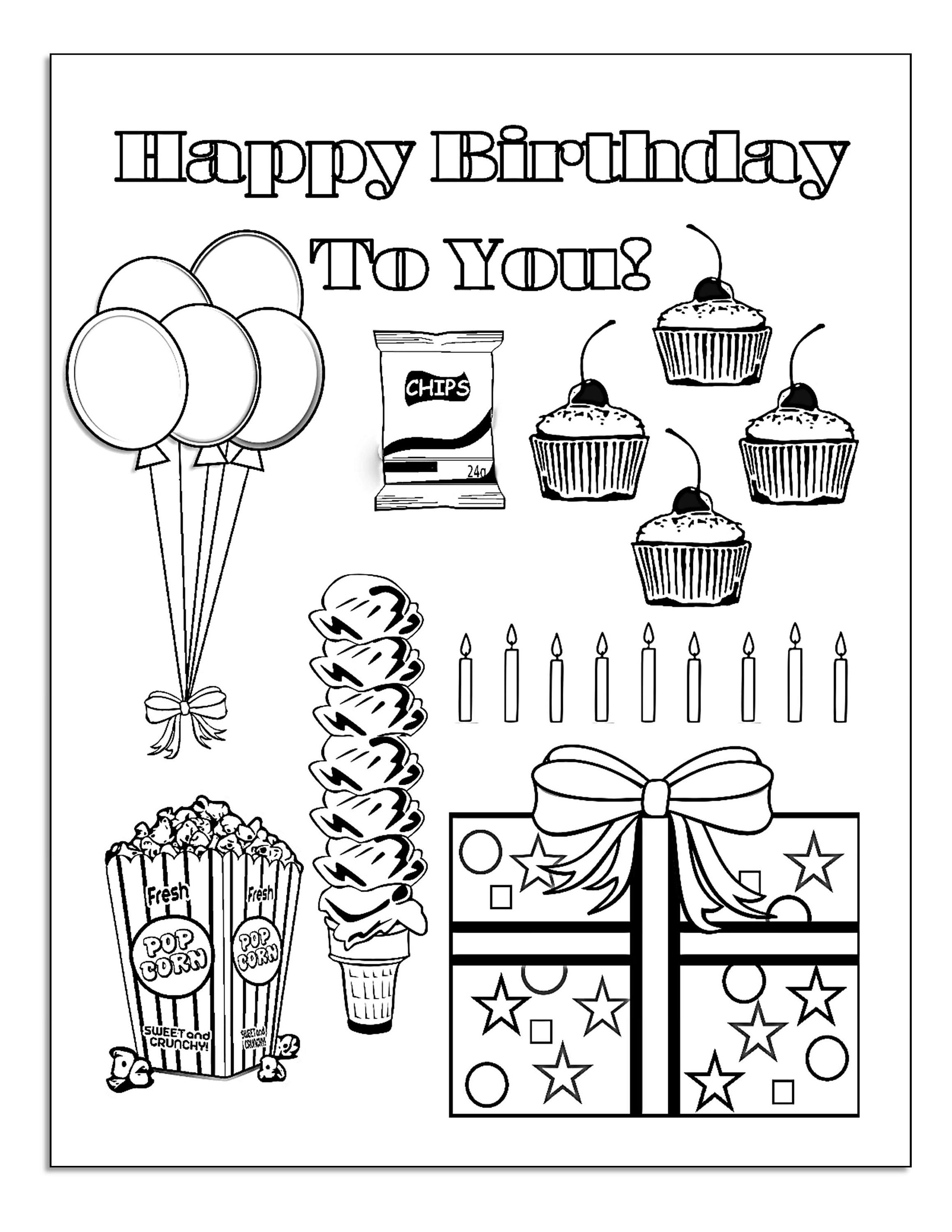 Birthday Coloring Page Printable to Color Yourself or Gift to Someone ...