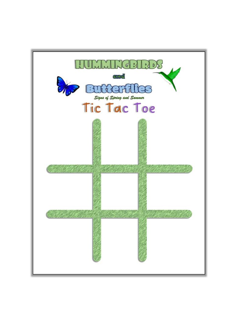 Spring and Summer Printable Tic Tac Toe Game Board and Reusable ...