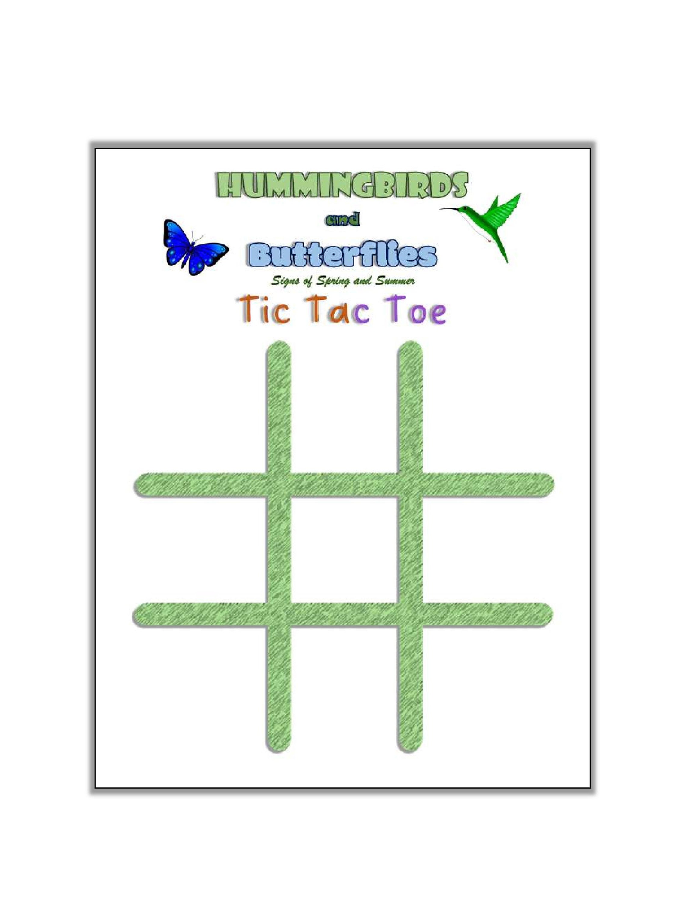 Spring and Summer Printable Tic Tac Toe Game Board and Reusable ...