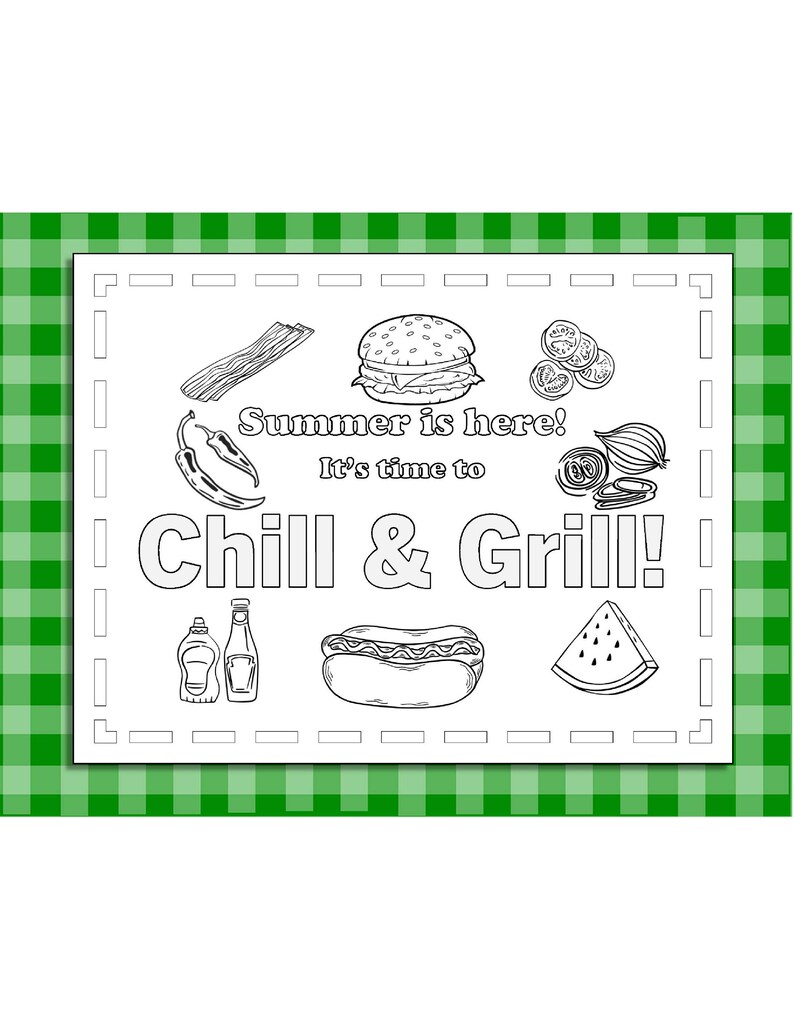 Summer Coloring Page - Summer Food Fun - Chill & Grill - for Enjoyment ...