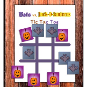 Bats Jack-o-lanterns Printable Tic Tac Toe Halloween/harvest Game Board ...