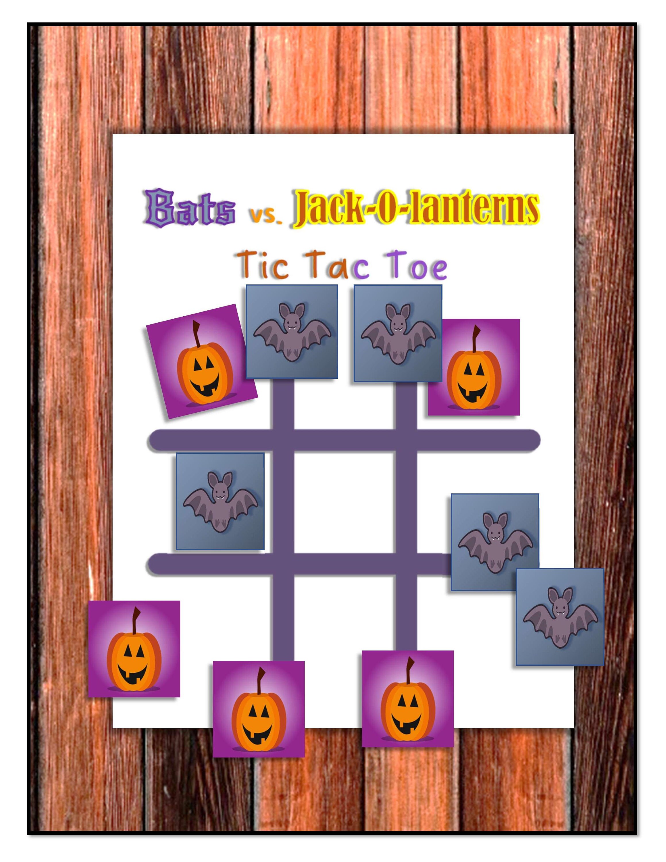 Bats Jack-o-lanterns Printable Tic Tac Toe Halloween/harvest Game Board ...