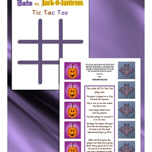Bats Jack-o-lanterns Printable Tic Tac Toe Halloween/harvest Game Board ...