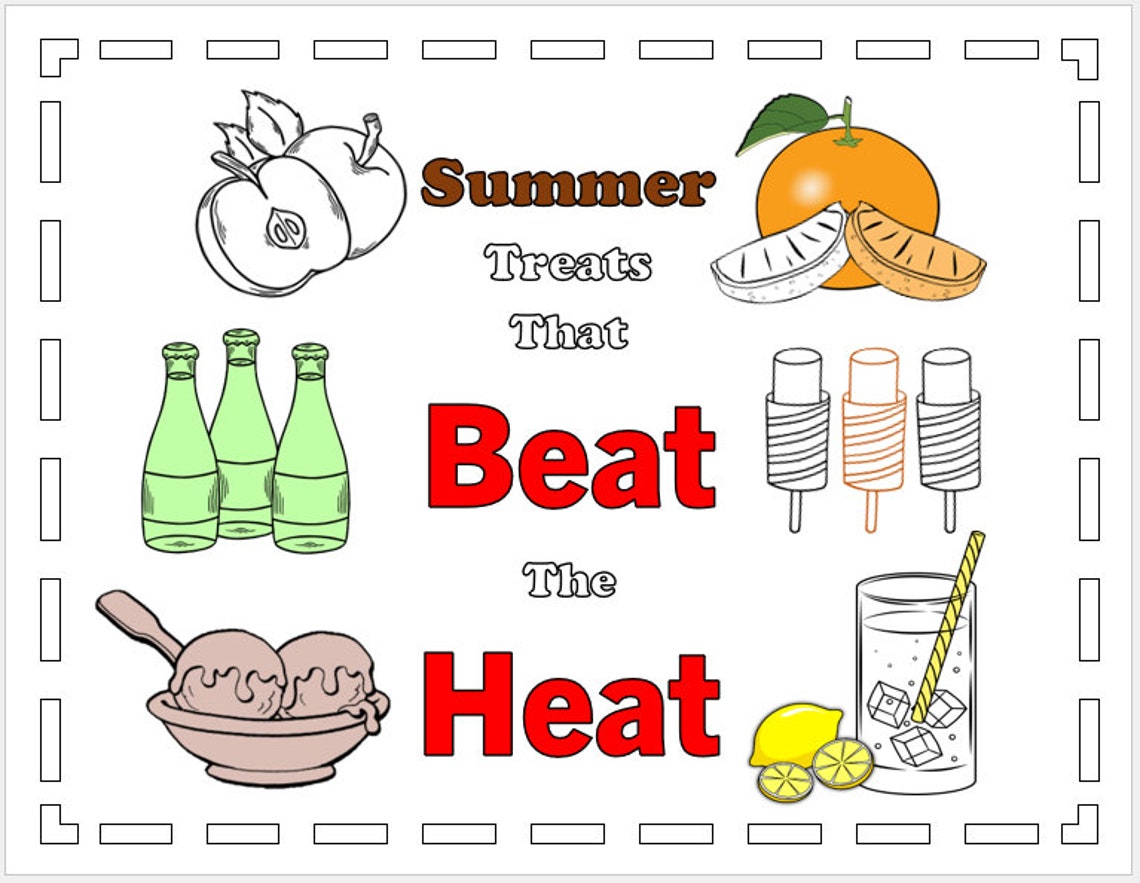Summer Coloring Page - Treats That Beat the Heat - Printable Page for ...