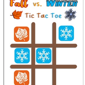 Fall Winter Printable Tic Tac Toe Game Board and Reuseable Game Pieces ...