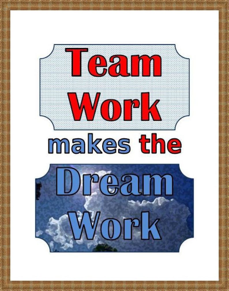Teamwork Makes the Dream Work Office or Home Décor Printable | Etsy