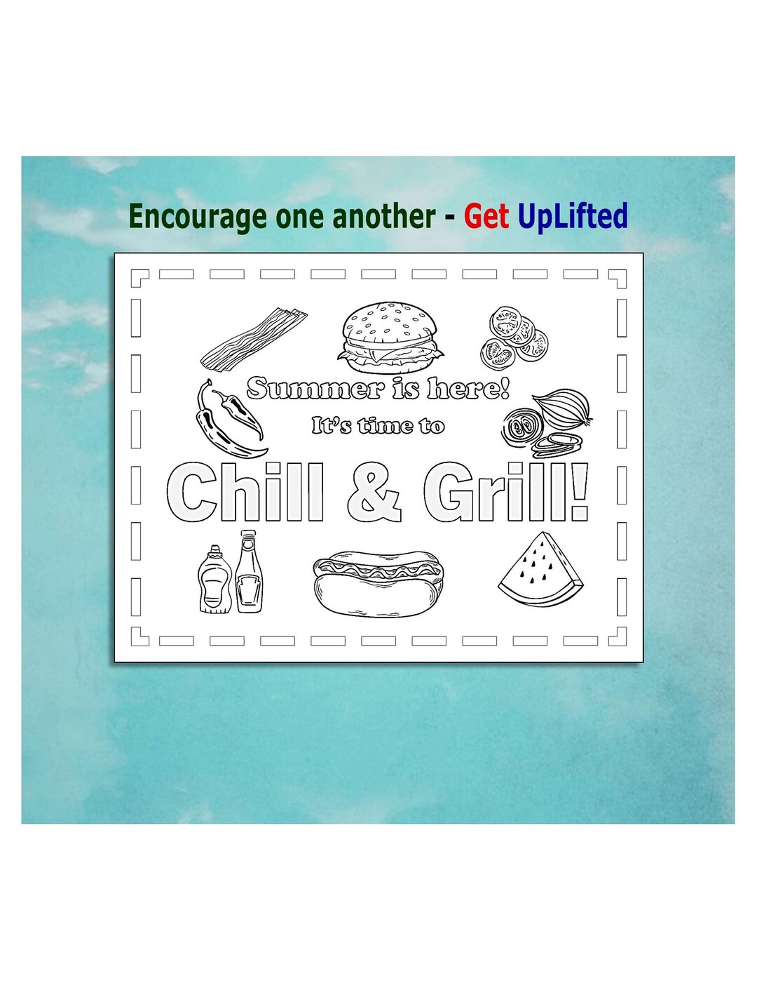 Summer Coloring Page - Summer Food Fun - Chill & Grill - for Enjoyment ...