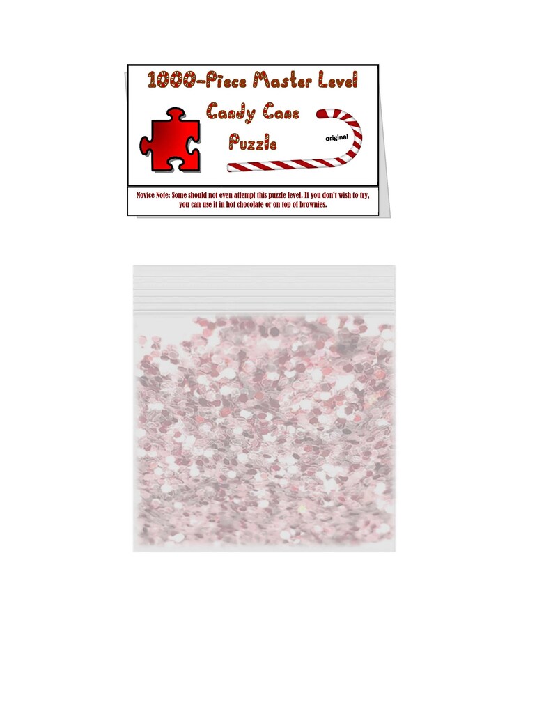 Candy Cane Puzzle Bag Topper Printable for Christmas Gift, or Seasonal ...