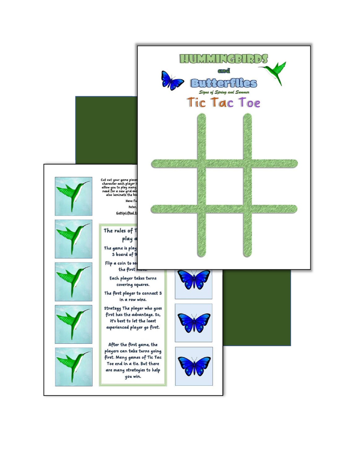 Spring and Summer Printable Tic Tac Toe Game Board and Reusable ...