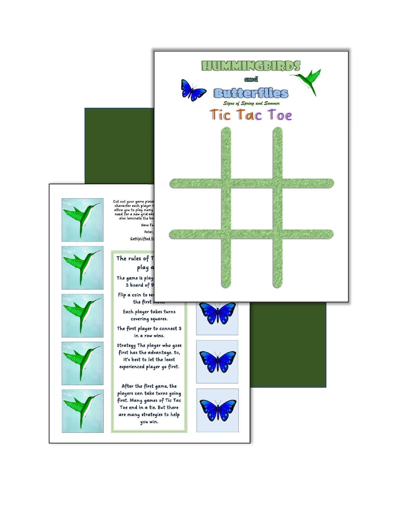 Spring and Summer Printable Tic Tac Toe Game Board and Reusable ...