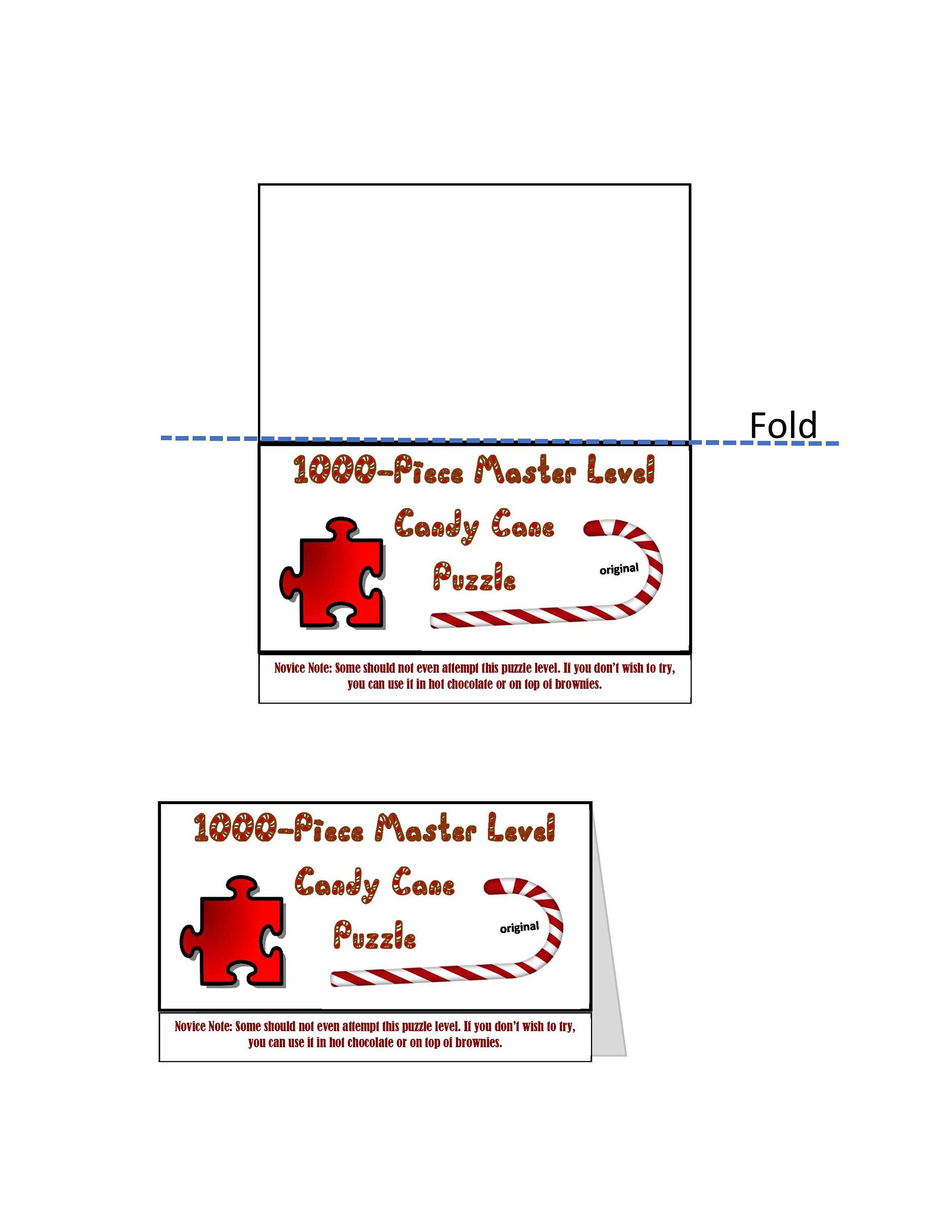 Candy Cane Puzzle Bag Topper Printable for Christmas Gift, or Seasonal ...