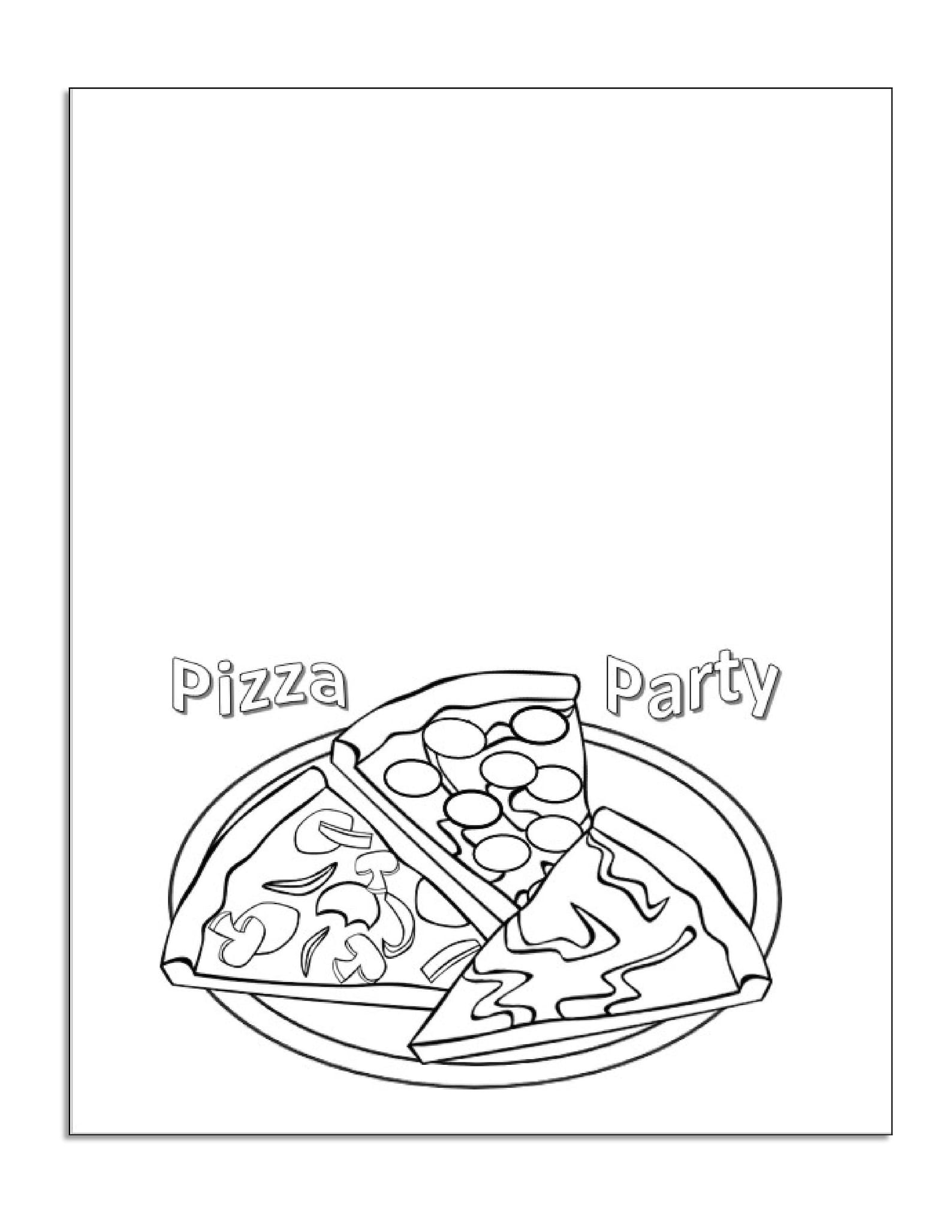 Pizza Party Coloring Page Printable for Enjoyment & Stress Relief for ...