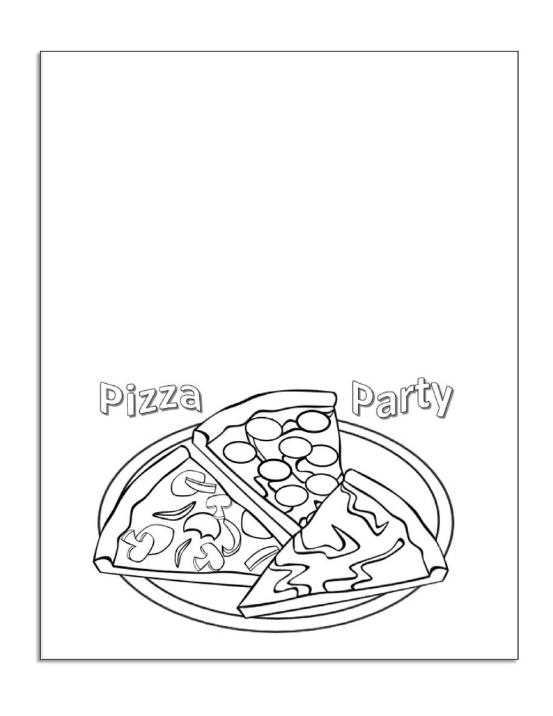 Pizza Party Coloring Page Printable for Enjoyment & Stress Relief for ...
