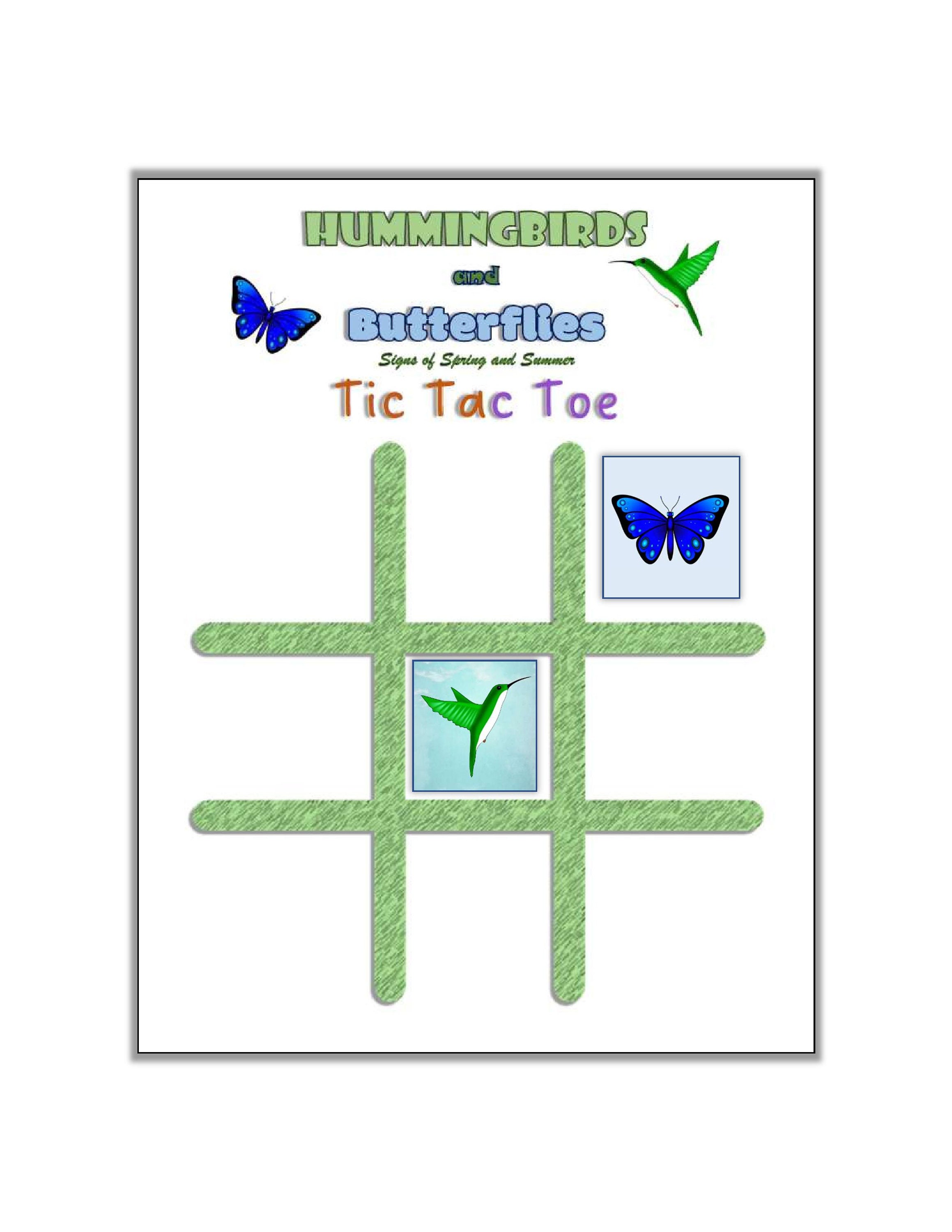 Spring and Summer Printable Tic Tac Toe Game Board and Reusable ...