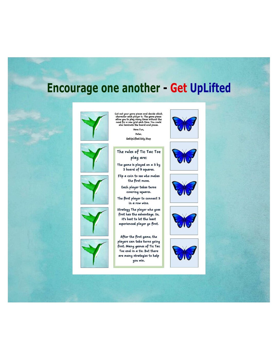 Spring and Summer Printable Tic Tac Toe Game Board and Reusable ...