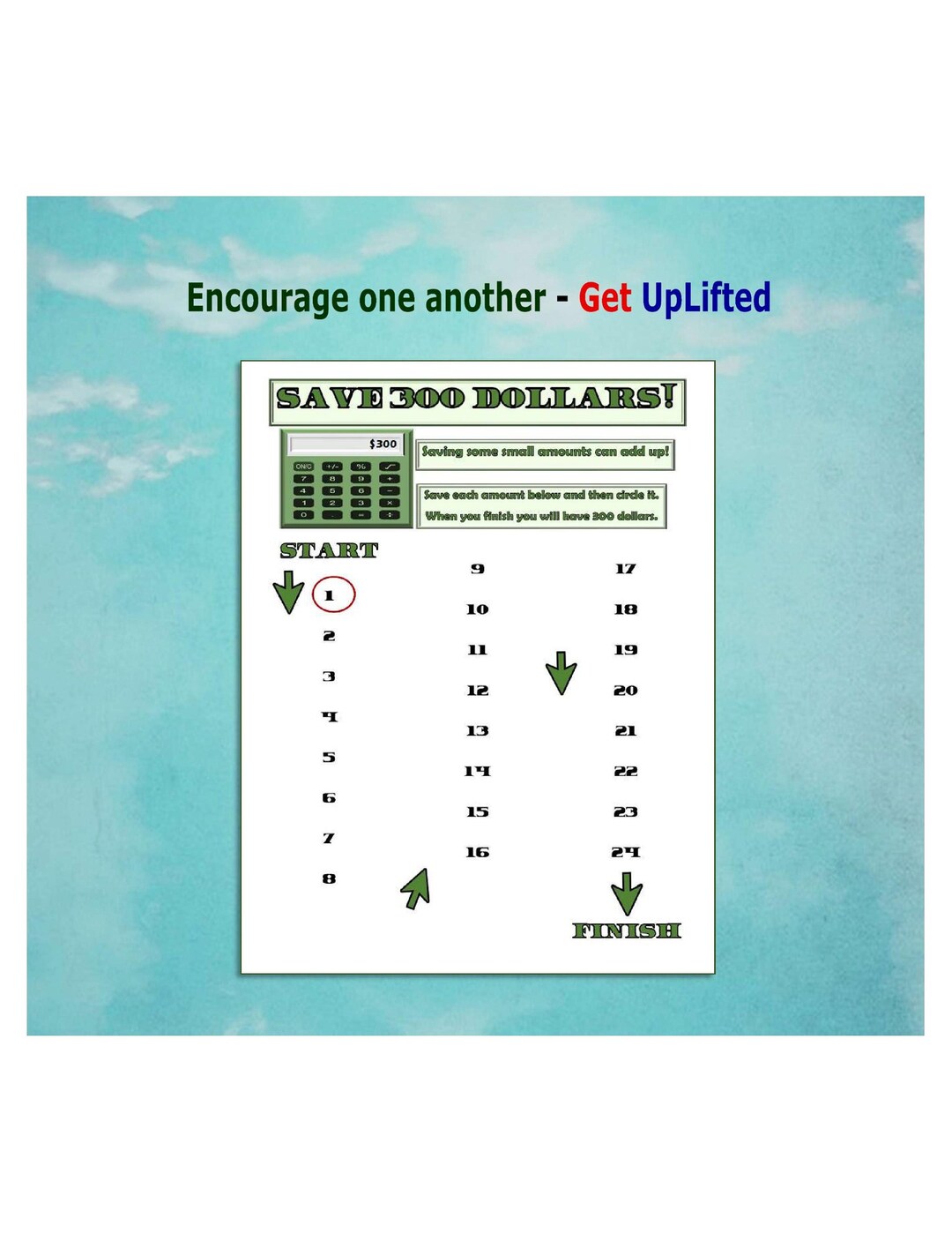 Save 300 - Savings Plan Challenge-visual Printable Teaching Tool to ...