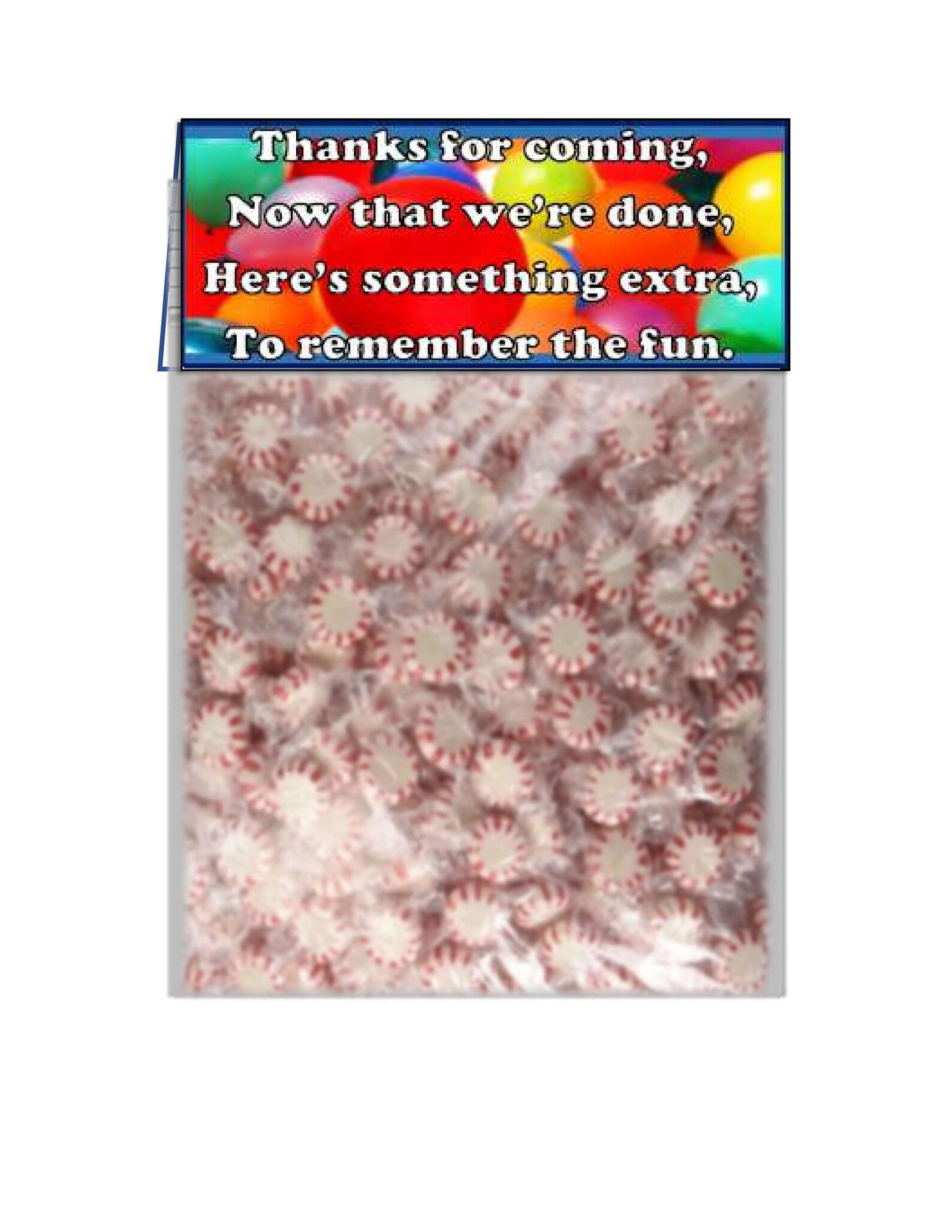 Bag Topper Printable Party Favor Gift "thanks for Coming" to Give Away ...