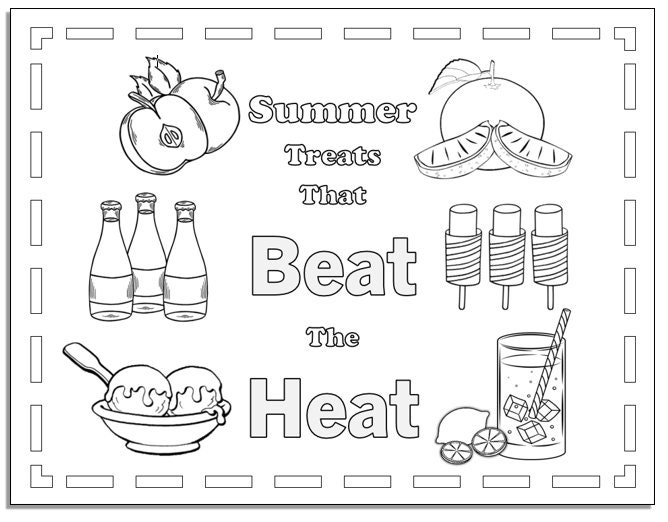 Summer Coloring Page - Treats That Beat the Heat - Printable Page for ...