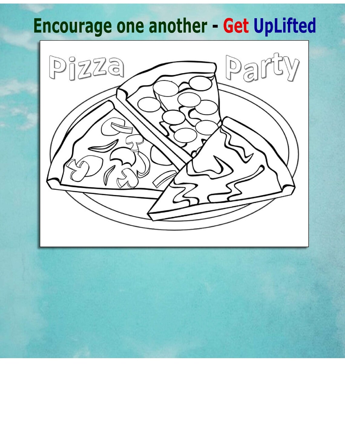Pizza Party Coloring Page Printable for Enjoyment and Stress - Etsy