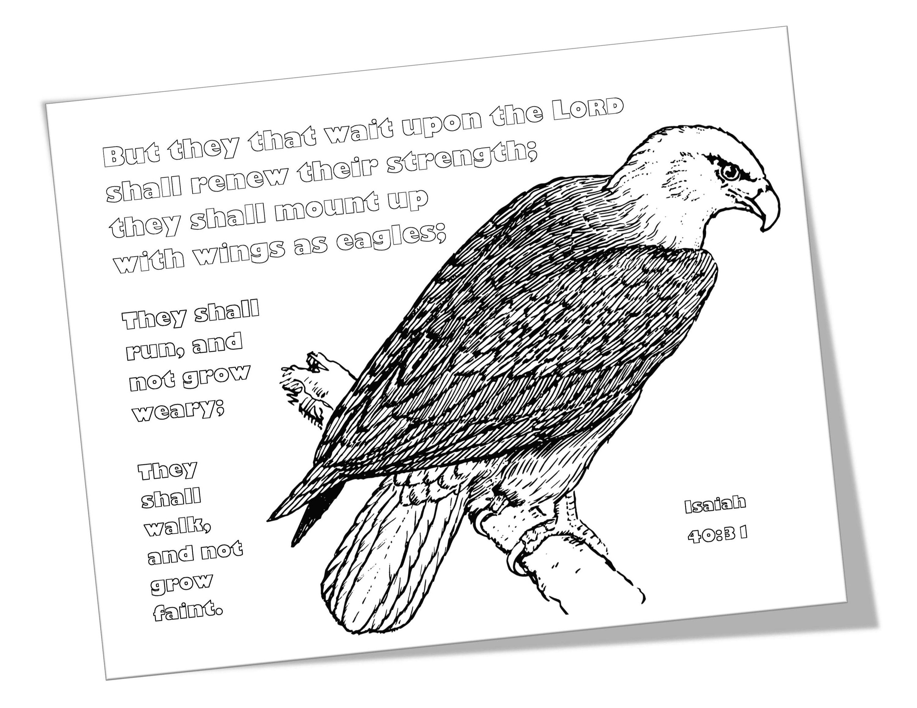 Bible Verse Coloring Page-isaiah 40-they That Wait Upon the Lord-kids ...