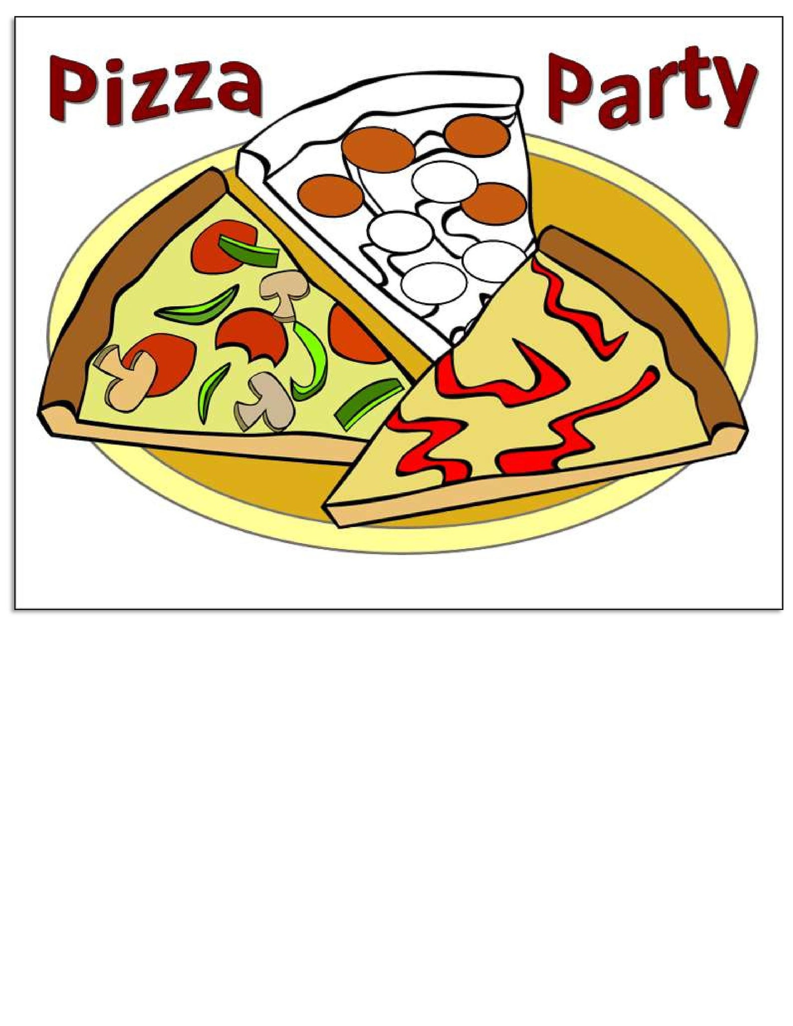 Pizza Party Coloring Page Printable for Enjoyment & Stress Relief for ...
