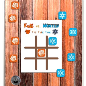 Fall Winter Printable Tic Tac Toe Game Board and Reuseable Game Pieces ...