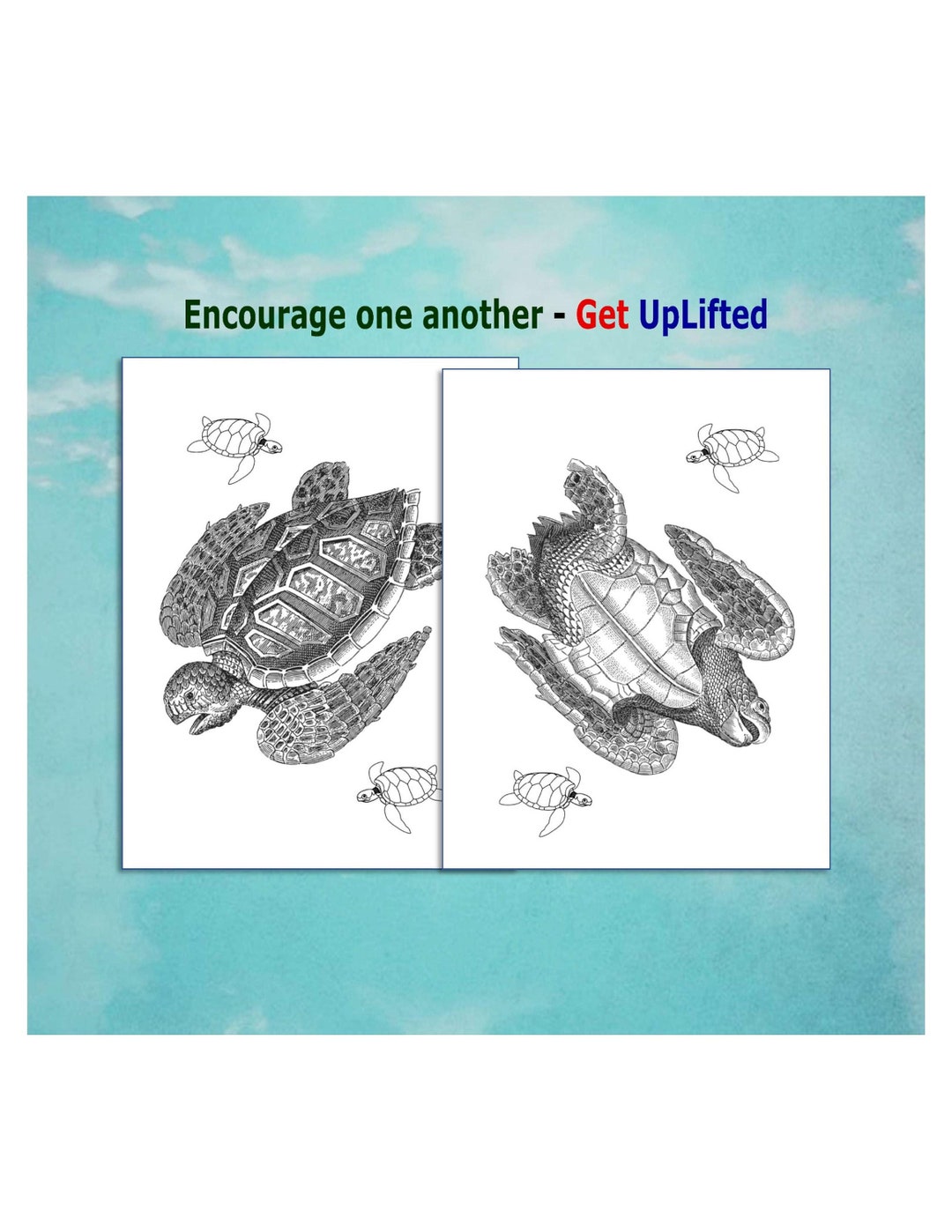 Sea Turtles Coloring Pages With Detailed Designs for Kids and Adults to ...
