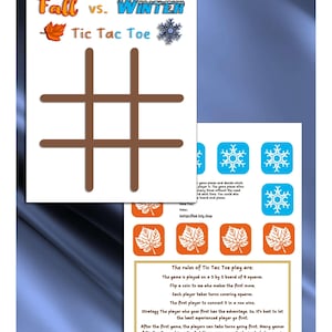 Fall Winter Printable Tic Tac Toe Game Board and Reuseable Game Pieces ...