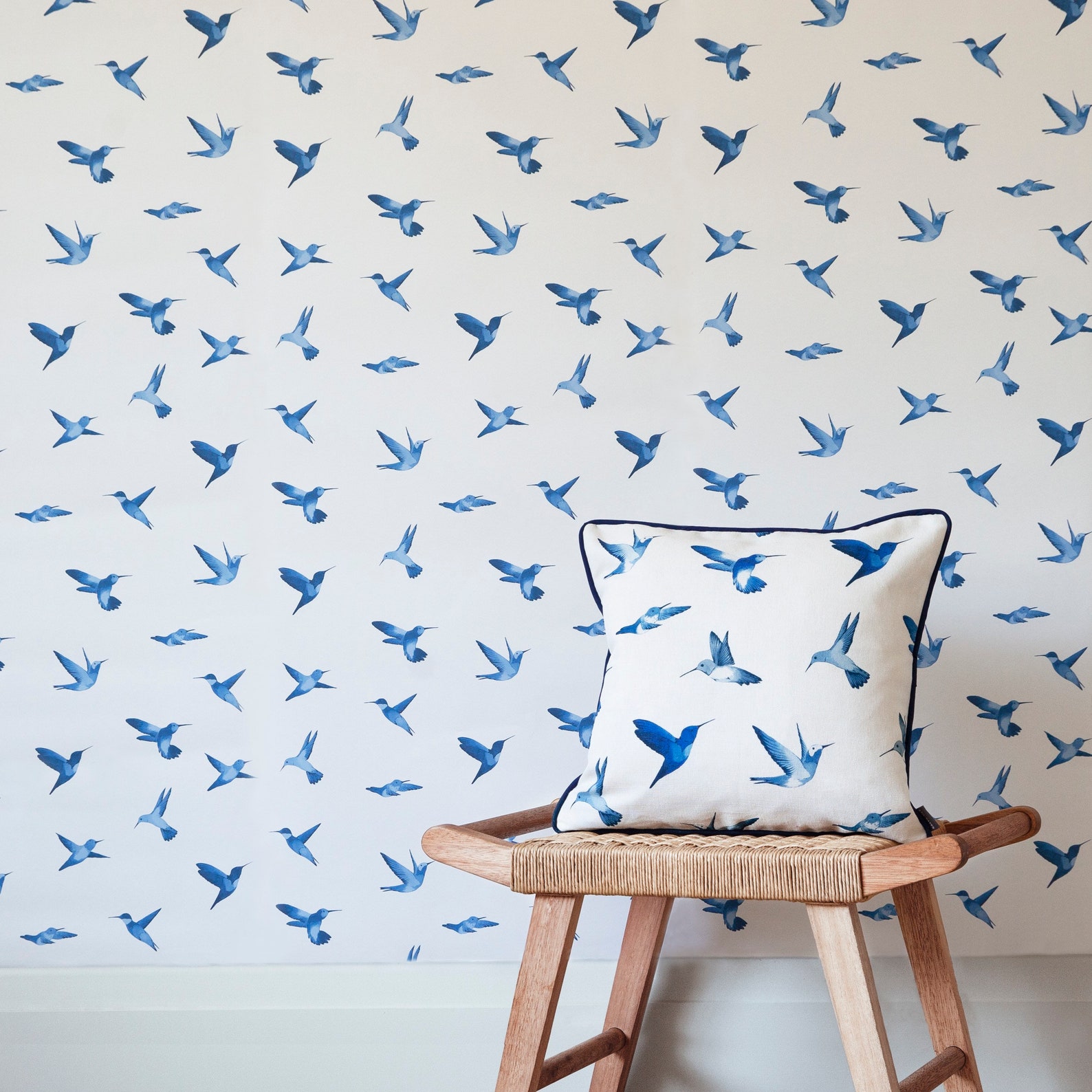 A4 Sample Blue Hummingbird Wallpaper, Bird Print Wallpaper, Nursery ...