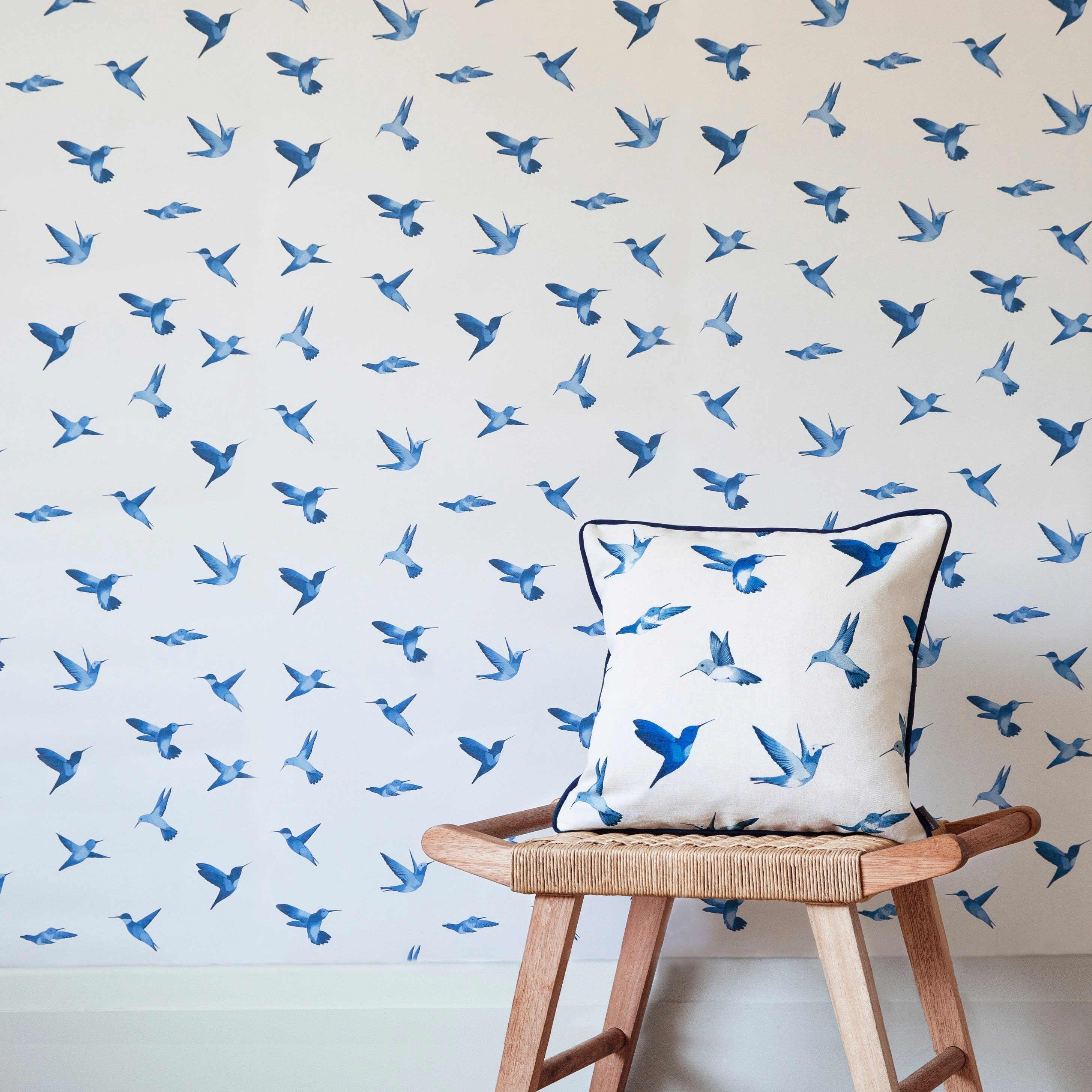 A4 Sample Blue Hummingbird Wallpaper, Bird Print Wallpaper, Nursery ...