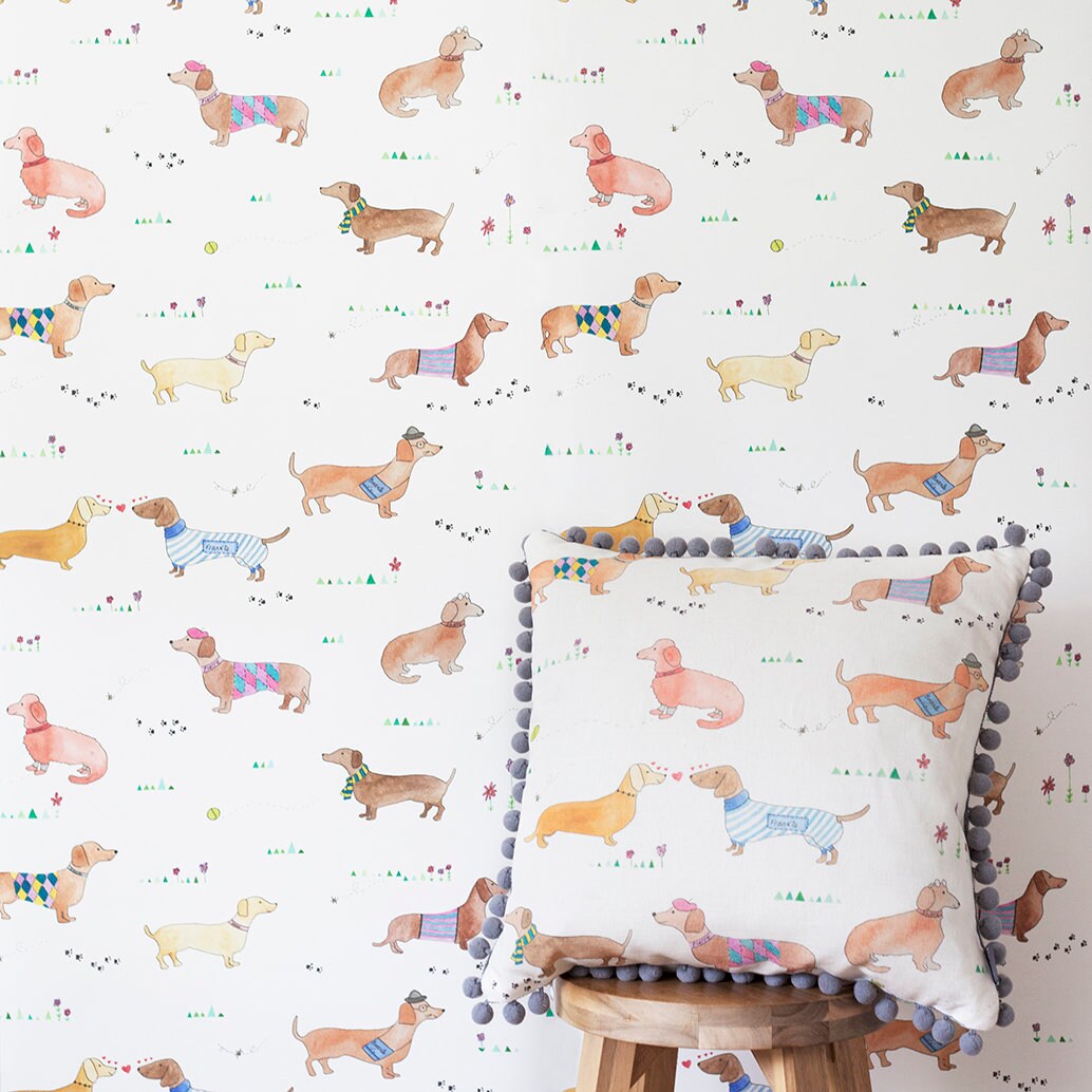 Personalised Sausage Dog Wallpaper - Etsy