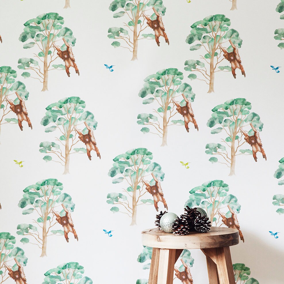 A4 Wallpaper Sample of Monkey Print Nursery Wallpaper, Kids Room Monkey ...