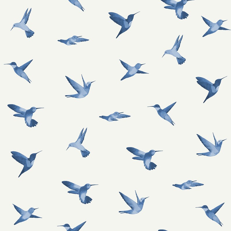 A4 Sample Blue Hummingbird Wallpaper, Bird Print Wallpaper, Nursery ...