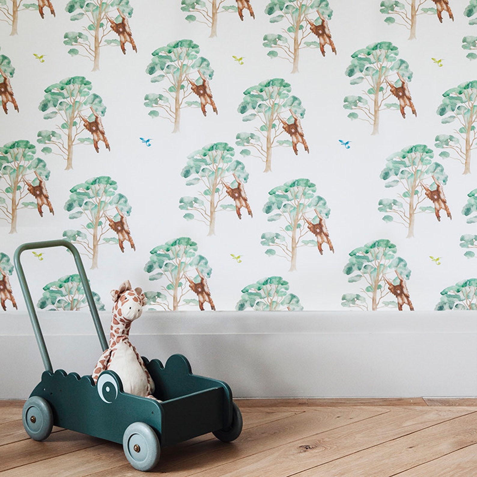 Monkey Print Nursery Wallpaper, Kids Room Monkey Design Wall Decor ...