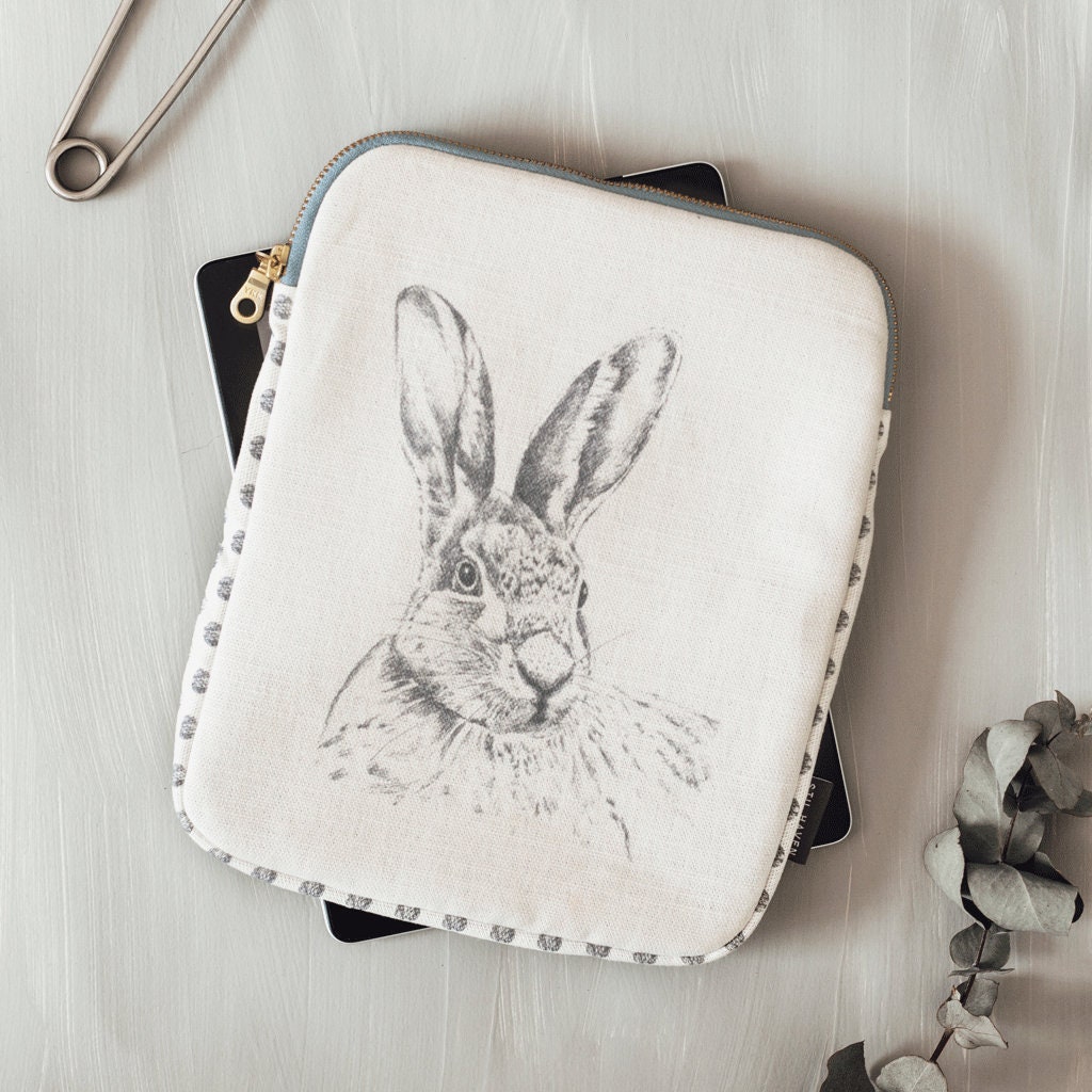 Hare Print iPad Case, Rabbit Lover Gift, Linen Cotton Tablet Cover - Etsy